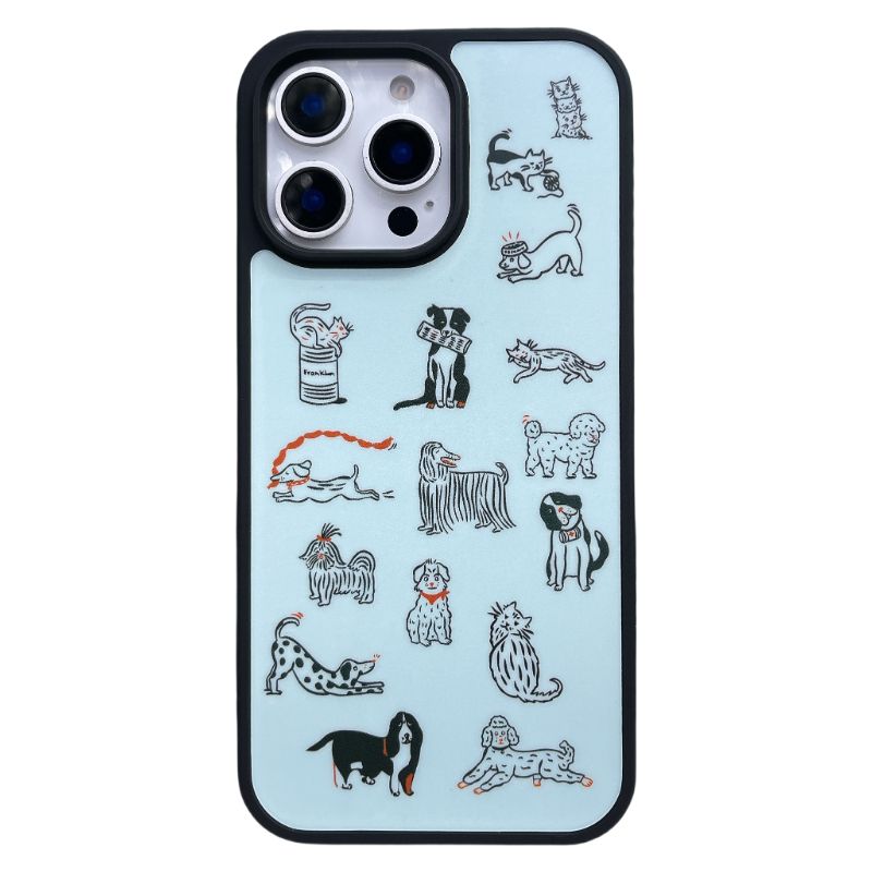 Sky Blue Line Dog IMD Edge-Protected iPhone Case - Asebk
