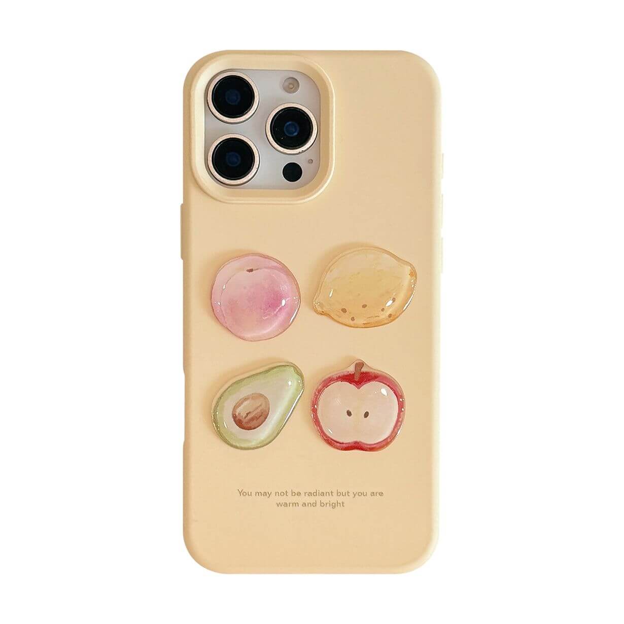 Glutinous Cream Yellow 3D Four Fruits iPhone Case - Asebk