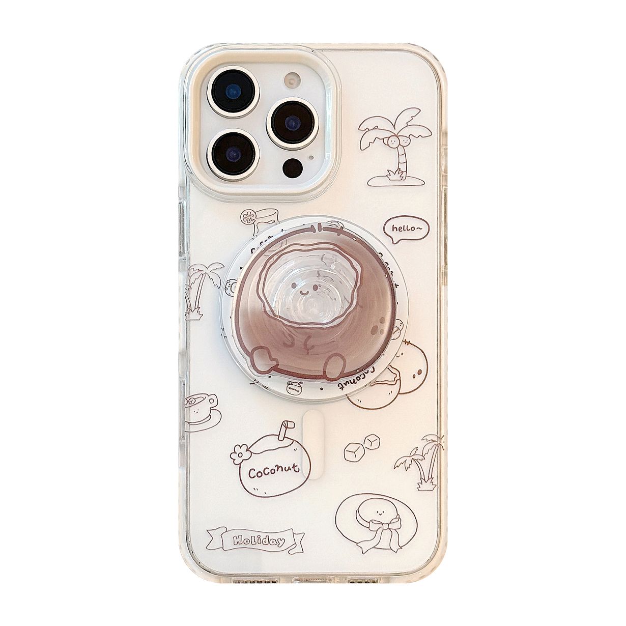 Dual TPU Magnetic White Edge Vacation Coconut Graffiti Monster Stand ...