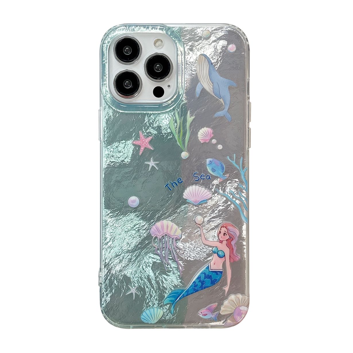 Half-Wrap Foil Double-Layer IMD Mermaid Princess & Shells iPhone Case ...